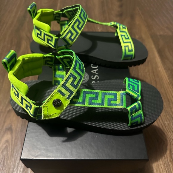 Versace | Shoes | Versace La Greca Sandal Neon Green | Poshmark
